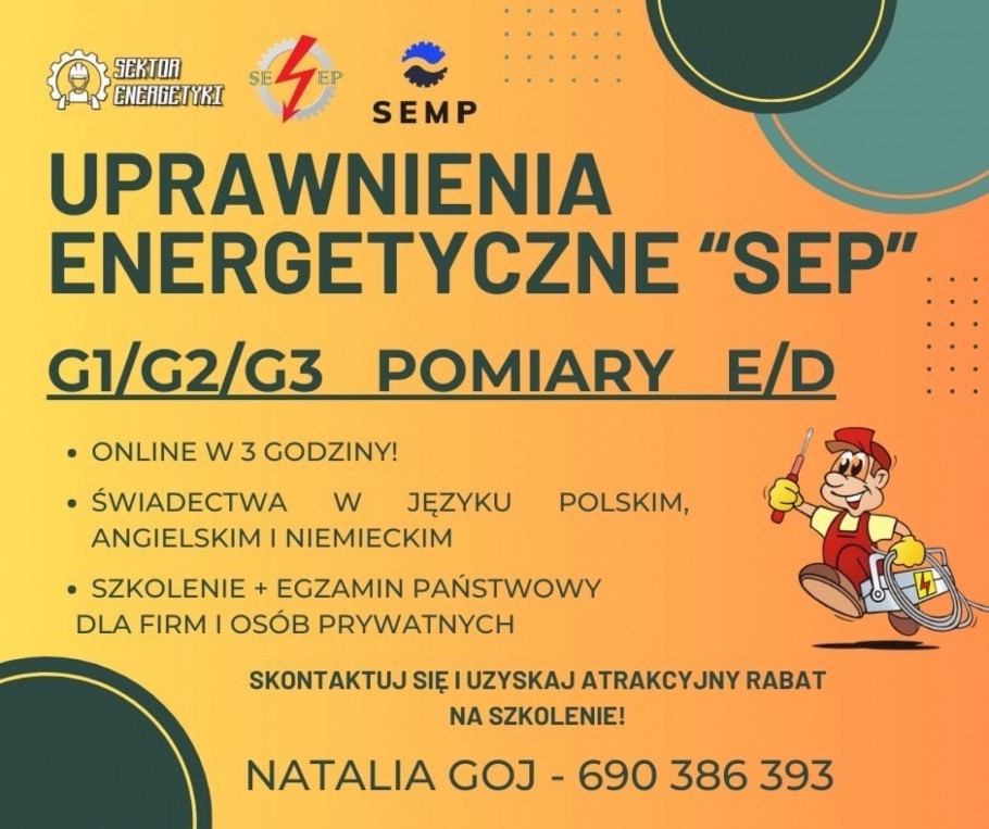 Uprawnienia Energetyczne SEP G1/G2/G3 Pomiary E/D